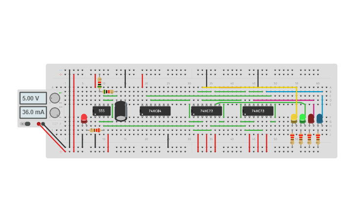 Circuit design Secuenciador de Luces | Tinkercad