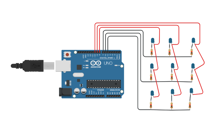 Circuit design Secuencias con Arduino - Tinkercad