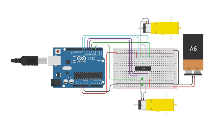 Circuit design Carrito Bluetooth - Tinkercad
