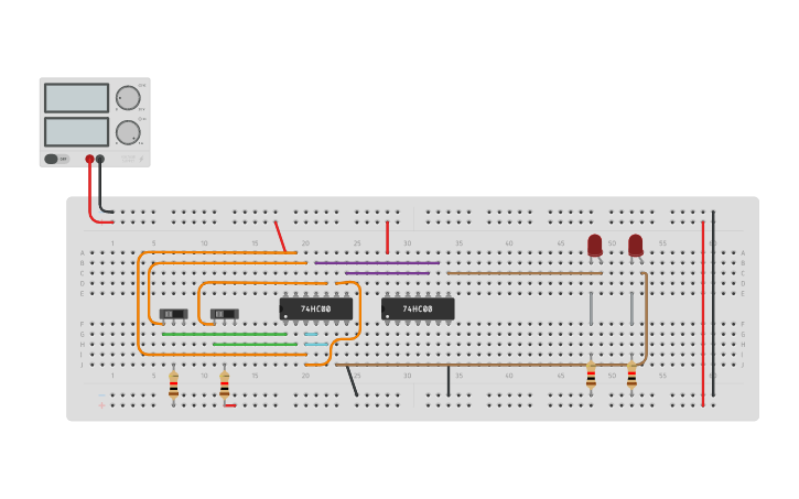 Circuit design Half Adder Using NAND Gates - Tinkercad
