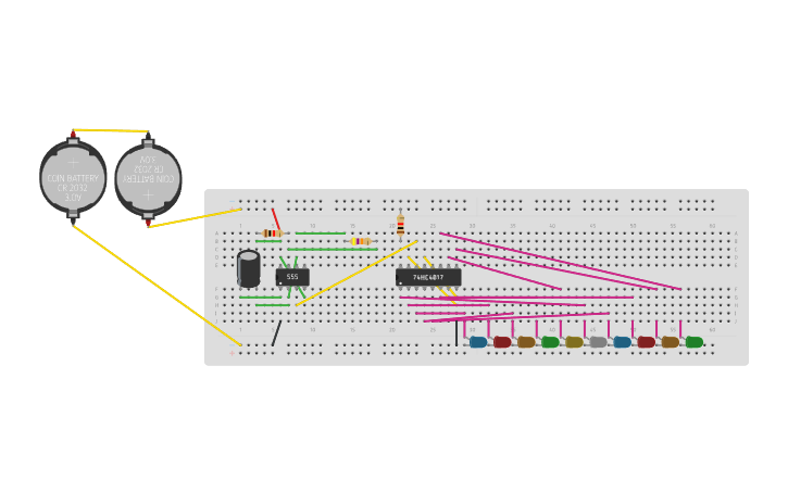 Circuit design 4017 MULTICOLOR LED CHASER - Tinkercad
