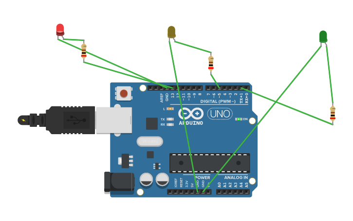 Circuit design Traffic Light | Tinkercad