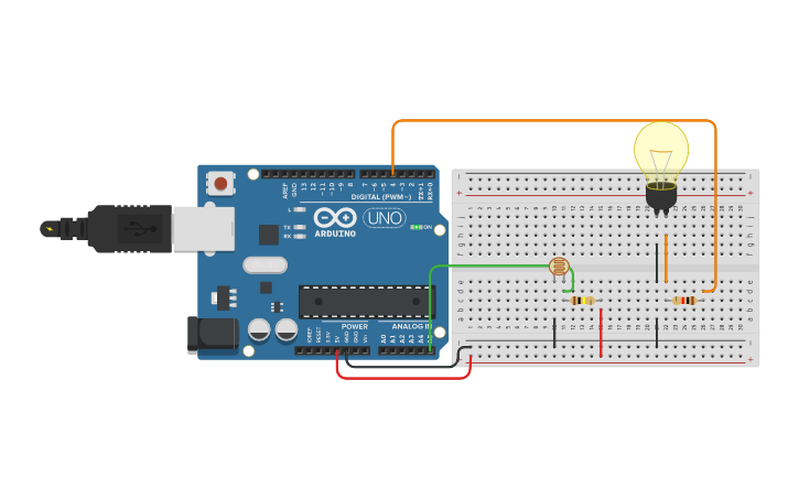 Circuit design sensor LDR - Tinkercad