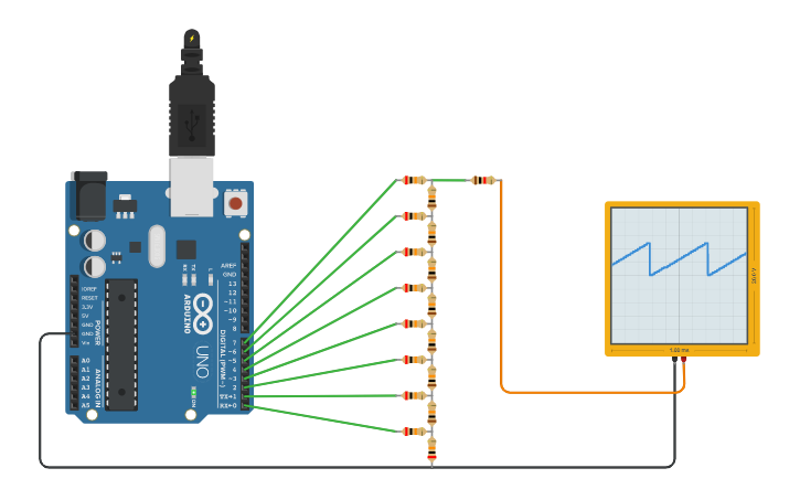Circuit design DAC R-2R - Tinkercad