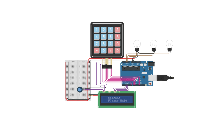 Circuit design Timer dengan keypad dan lcd - Tinkercad