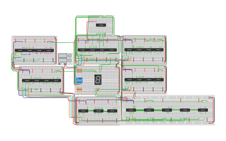 Circuit design Binario a Hexadecimal (QARM) - Tinkercad