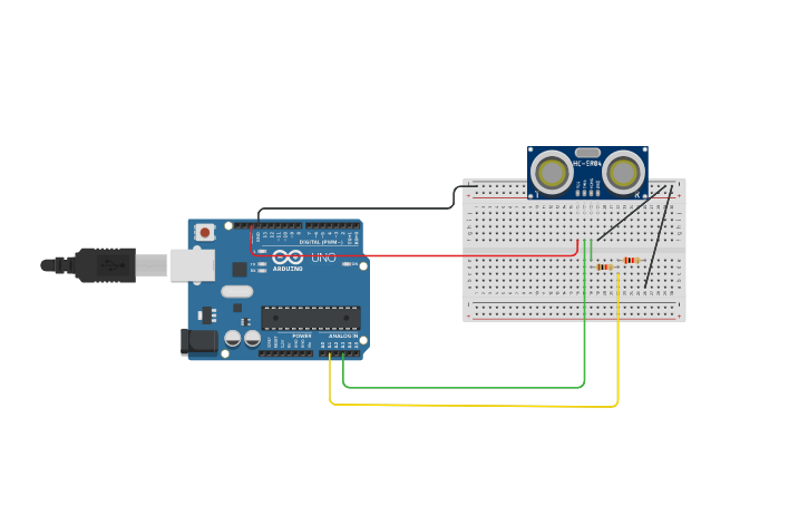 Circuit design NodeMCU 8266 con Ultrasuoni - Tinkercad