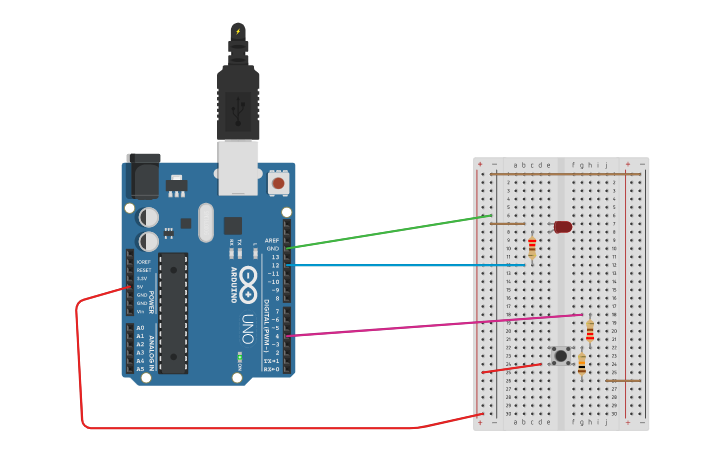 Circuit design Bouton poussoir | Tinkercad