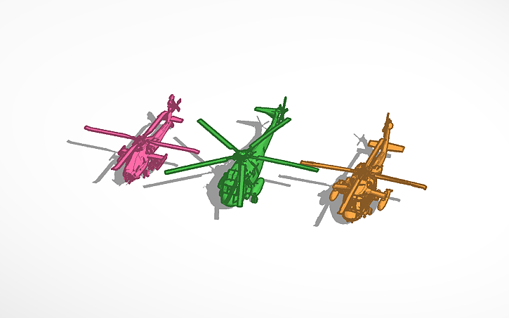 3D design Apache-AH64,UH60 BH, Seahawk - Tinkercad