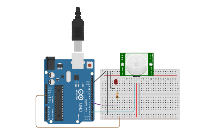 Circuit design Ang_PIR Motion Sensor | Tinkercad
