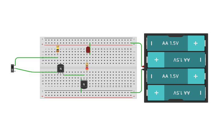 Circuit design Two Transistor LED Touch Circuit - Tinkercad