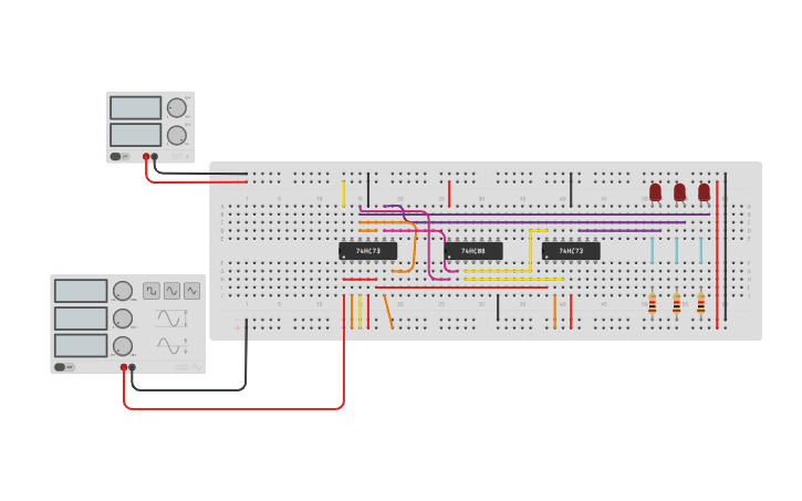 Circuit design Synchronous UP Counter - Tinkercad