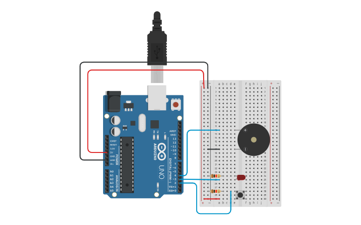 Circuit design Conditional buzzer operation | Tinkercad