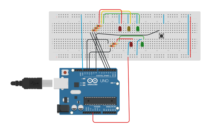 Circuit design traffic light - Tinkercad