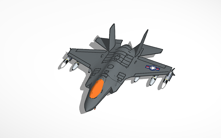 3D design Locheed Martin F-35-A With Weapons - Tinkercad