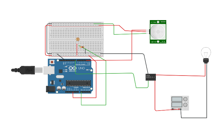 Circuit design Automatic light on and off - Tinkercad