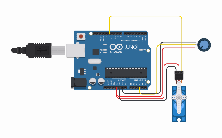Circuit design Servo Potentiometer | Tinkercad