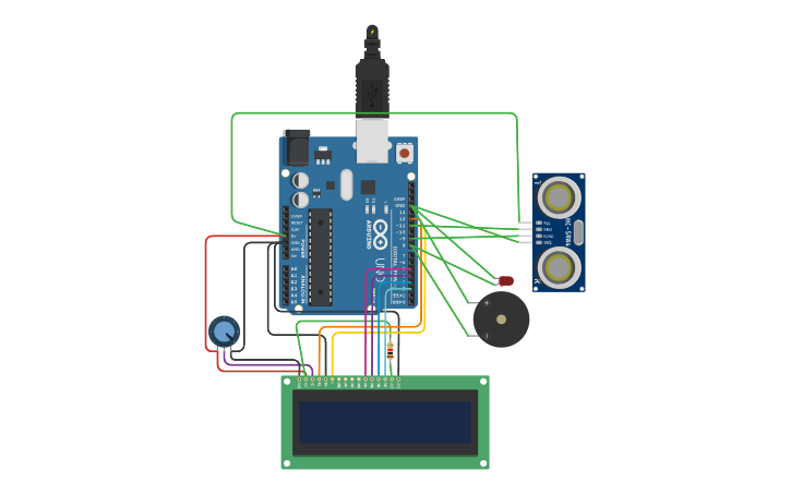 Circuit design Program 7:Ultrasonic Distance - Tinkercad