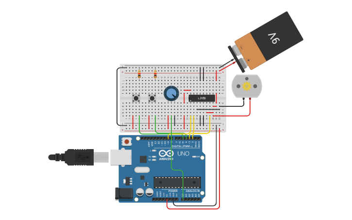 Circuit design USING THE L293D IC - Tinkercad