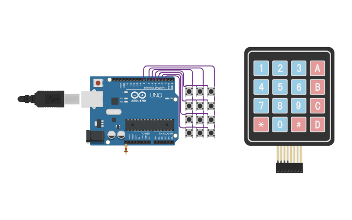 Circuit design Arduino keypad - Tinkercad