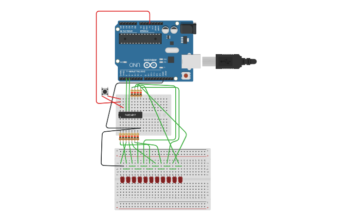 Circuit design 74HC4017 - Tinkercad