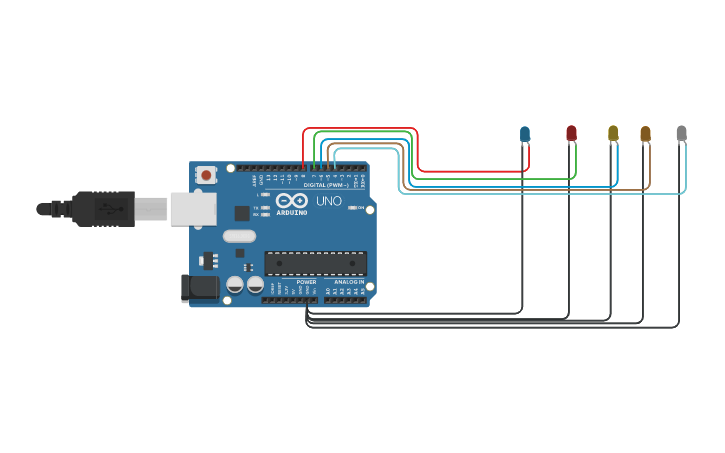 Circuit design Running led - Tinkercad