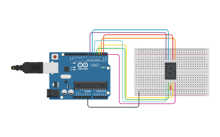 Circuit design 7 segment - Tinkercad