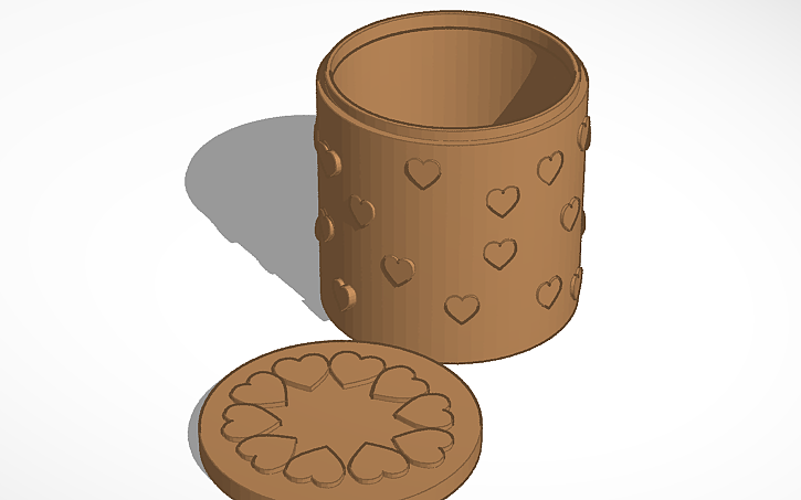 3D design Love heart canister with lid - Tinkercad