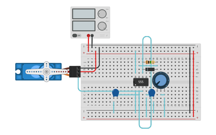 Circuit design 555 controllo servo - Tinkercad