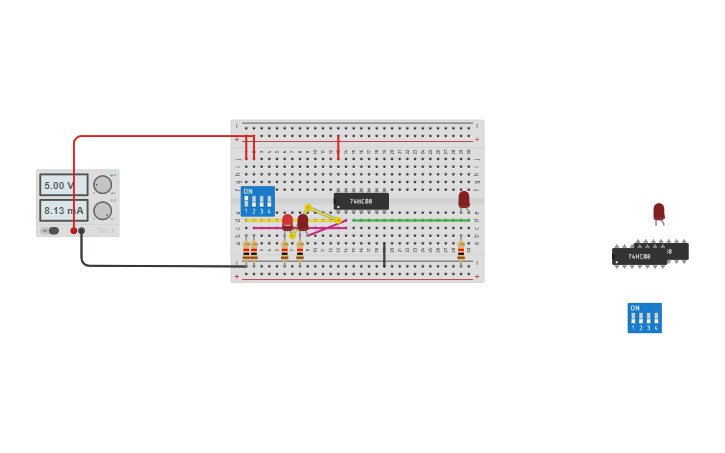 Circuit design circuito integrato 74hc08 and - Tinkercad