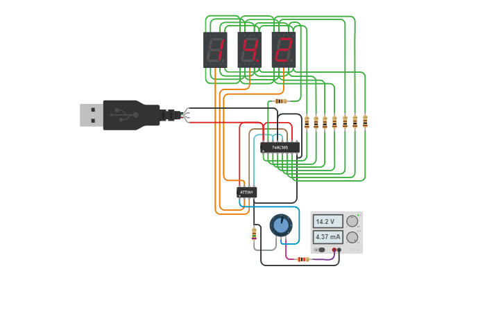 Circuit Design Automotive Voltmeter Attiny Tinkercad