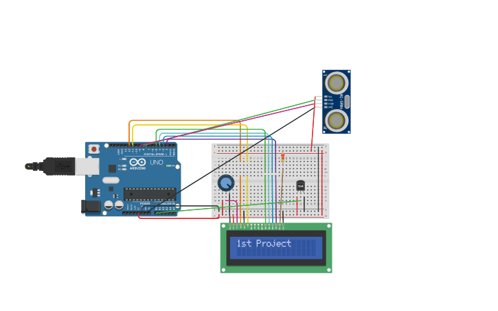 Circuit design Interfacing DHT11 and HC-SR04 sensor with Arduino ...