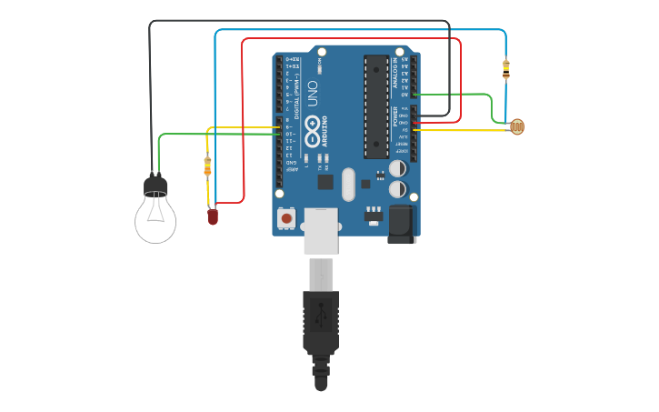 Circuit design Sensor Cahaya - Tinkercad