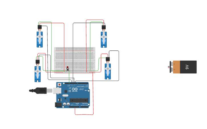 Circuit design 4 servo Muhammad Davin Himala XII TOI A absen 23 - Tinkercad Circuit design 4 servo Muhammad Davin Himala XII TOI A absen 23 - Tinkercad