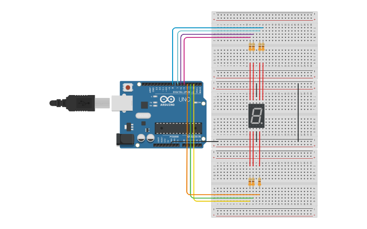 Circuit design 7 Segment - Cathode | Tinkercad