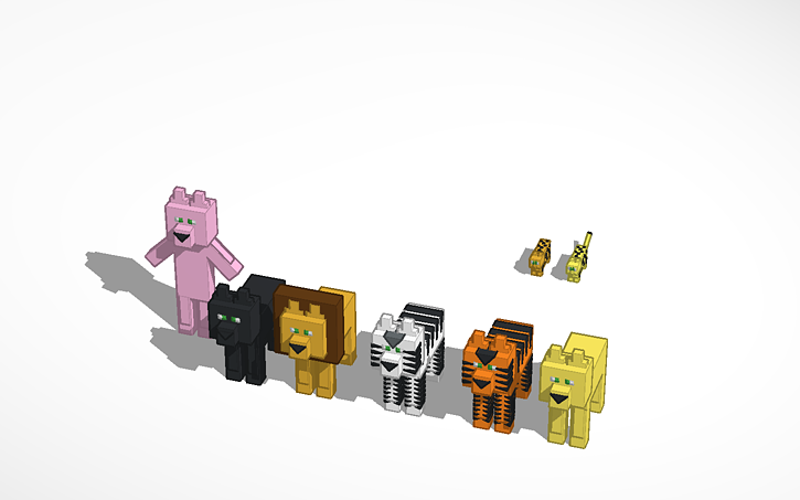 3D design Minecraft felinos - Tinkercad