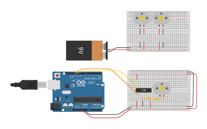 Circuit design DC Motor and Driver - Tinkercad
