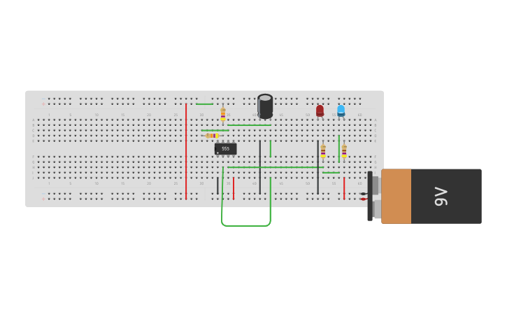 Circuit design Blink Leds Alternately at 1Hz Using 555 Timer | Tinkercad