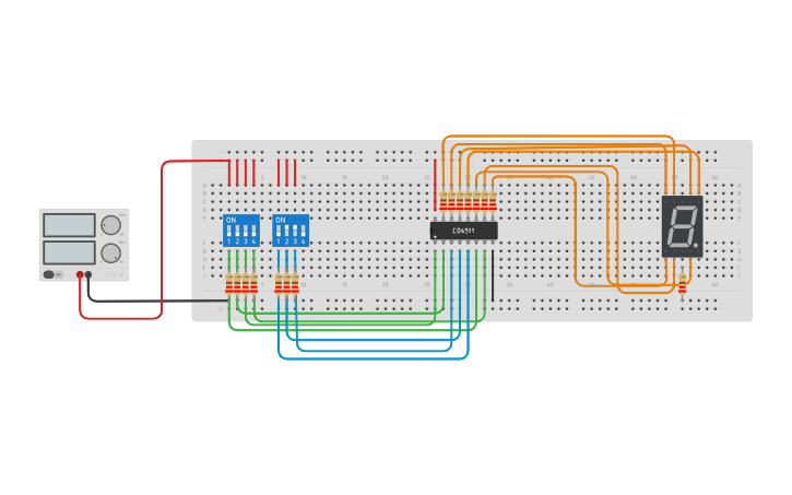 Circuit design Display a catodo comune - Tinkercad
