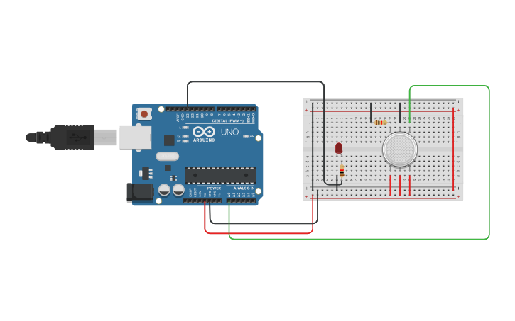 Circuit design Gas Sensor - Tinkercad