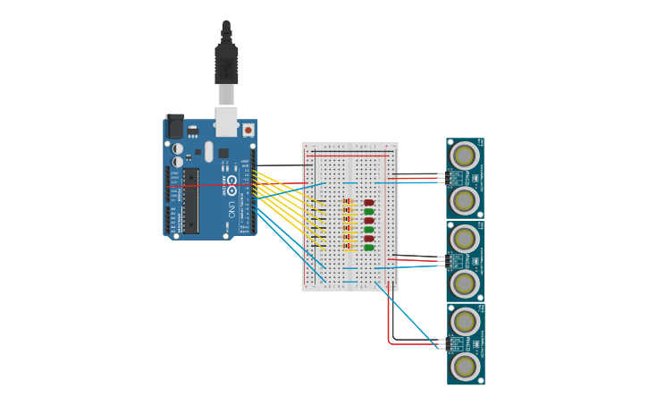 Circuit design Week 9 - Parking Availability System - Tinkercad