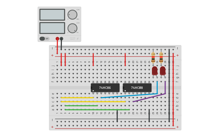 Circuit design Realization of Half adder using BASIC gates | Tinkercad