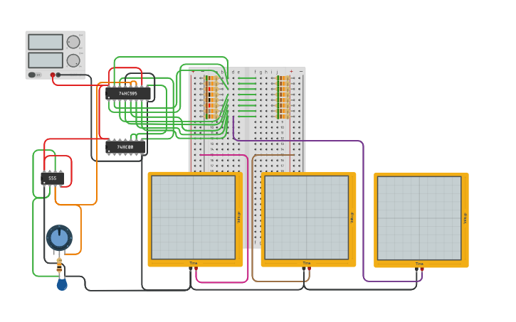Circuit design Functional generator using Shift register - Tinkercad
