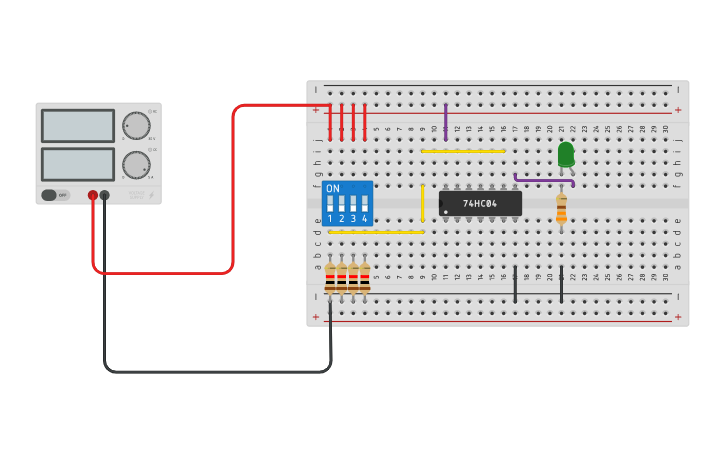 Circuit design 7404 | Tinkercad