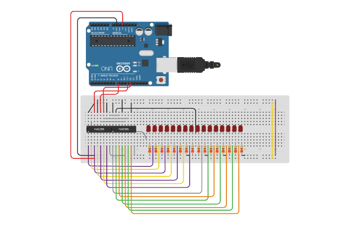 Circuit design LLANTINO-PROJECT 18: Dual 8-Bit Binary Counters - Tinkercad