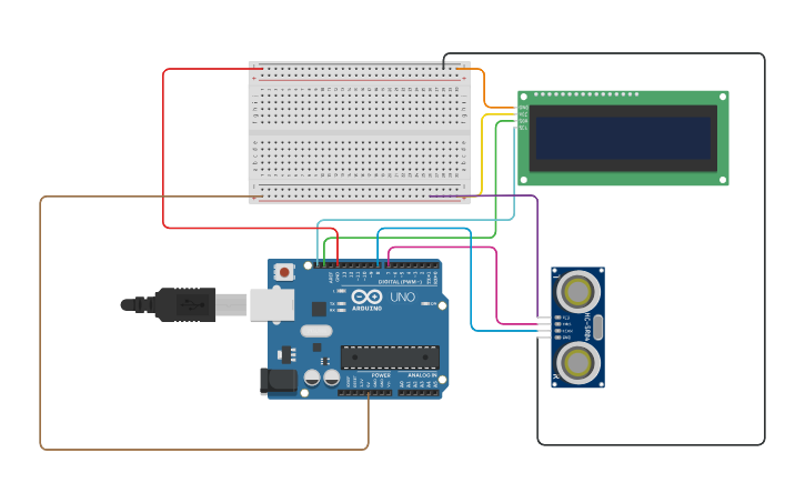 Circuit design Distance Teller Machine - Tinkercad