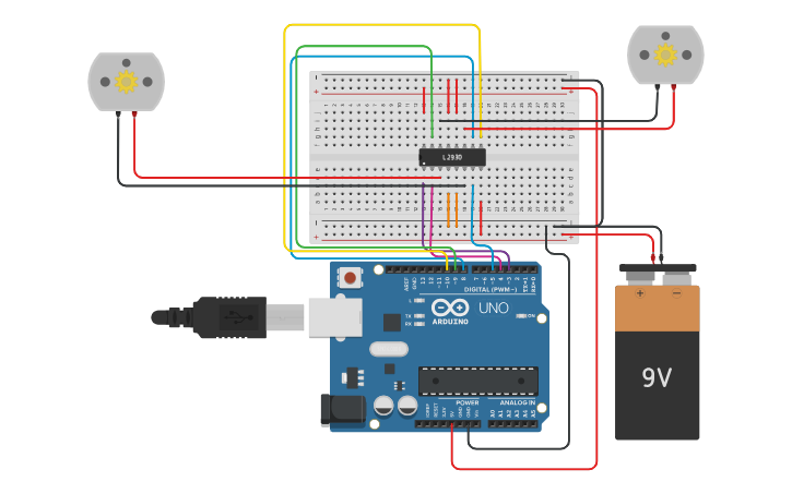 Circuit design l293D - Tinkercad