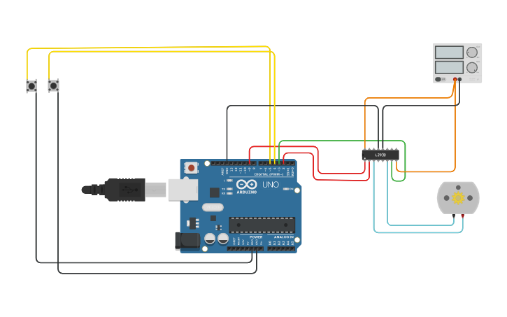 Circuit design Motor DC - Tinkercad
