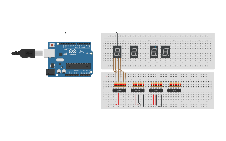 Circuit design Copy of Arduino e 74595 - Tinkercad
