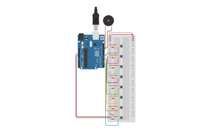 Circuit design INTvol2 Proj8 Arduino Piano | Tinkercad